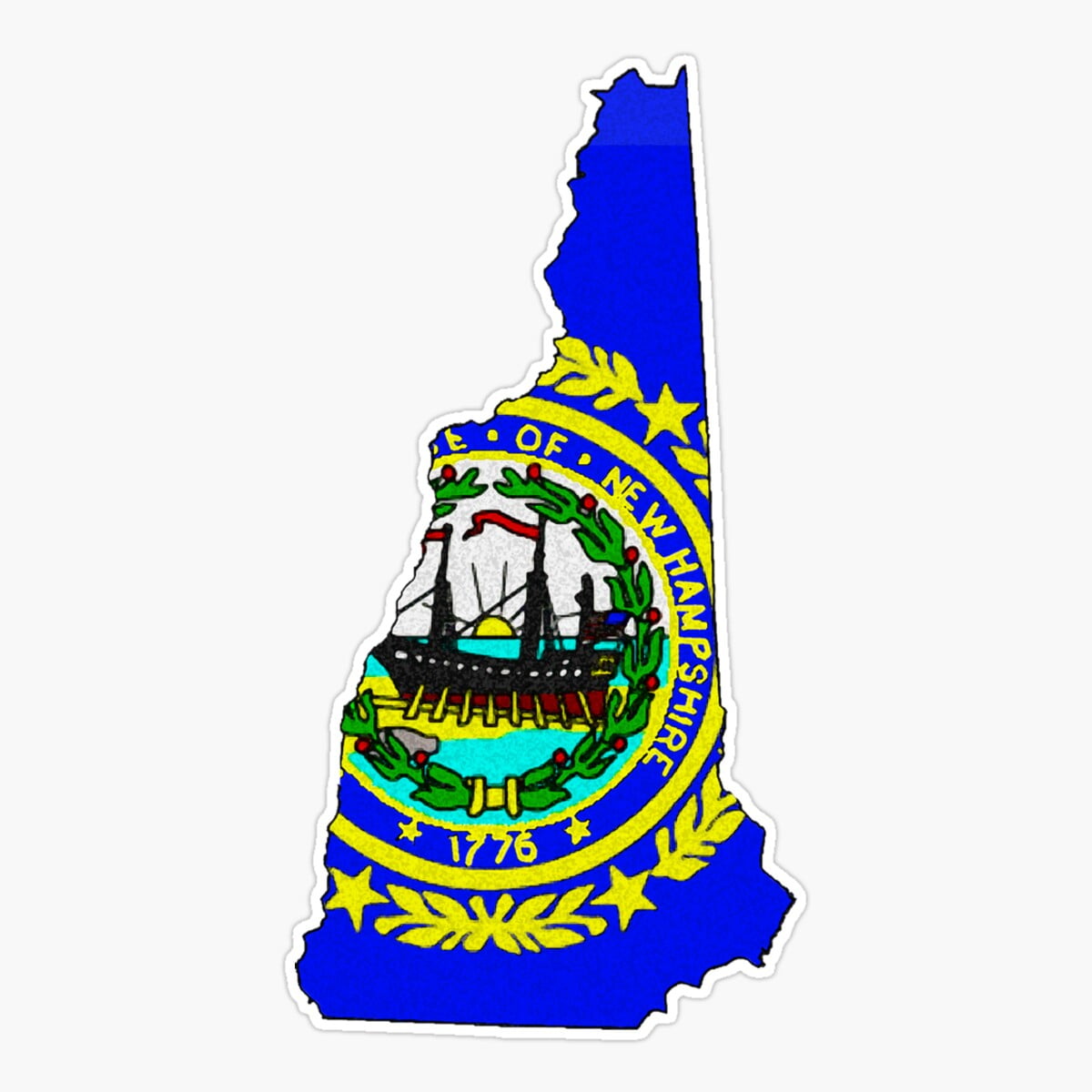 Maneki New Hampshire Map With State Lag Sticker, Phone Decal Water ...