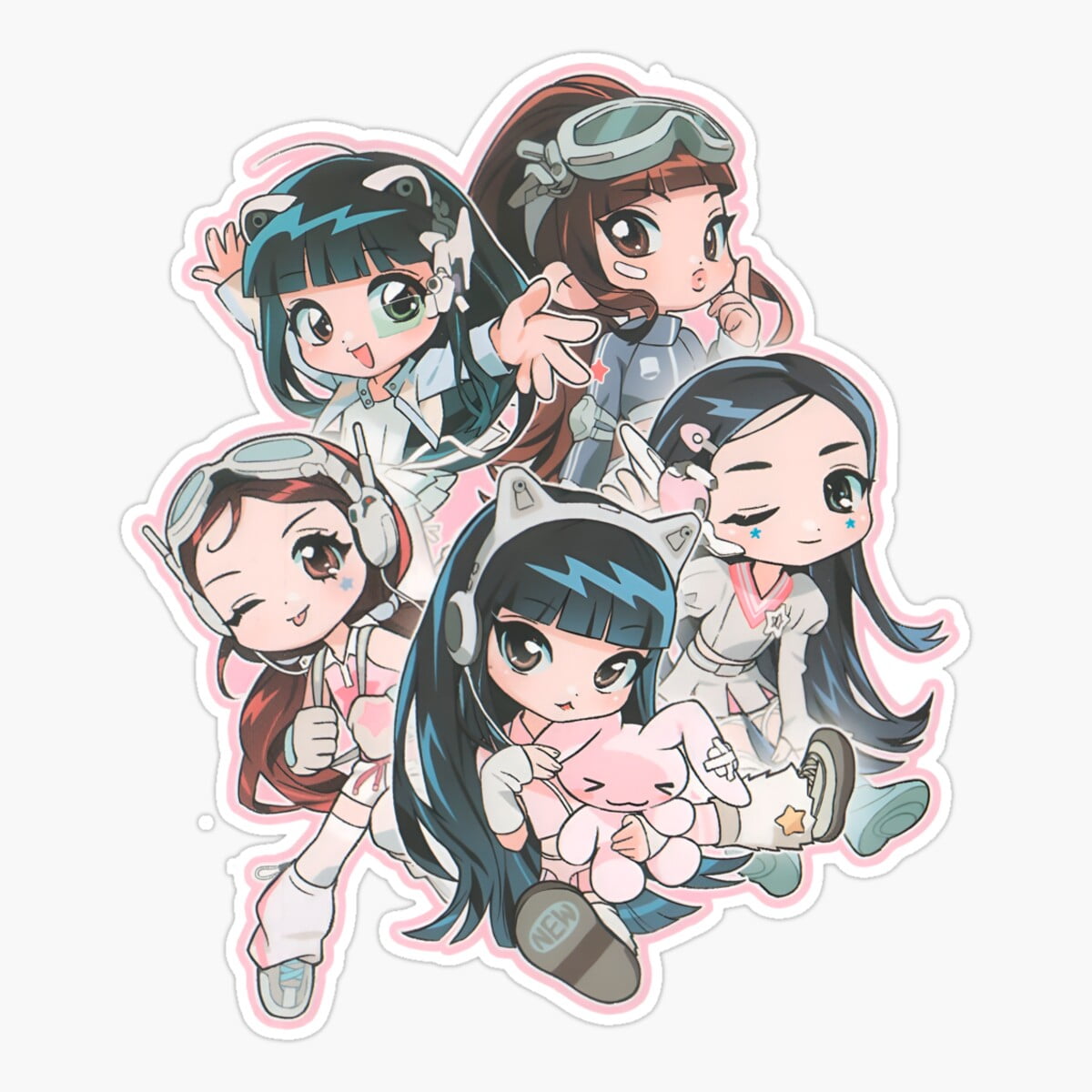 Maneki New Jeans Chibi Drawing Sticker, Phone Decal Water Bottle ...