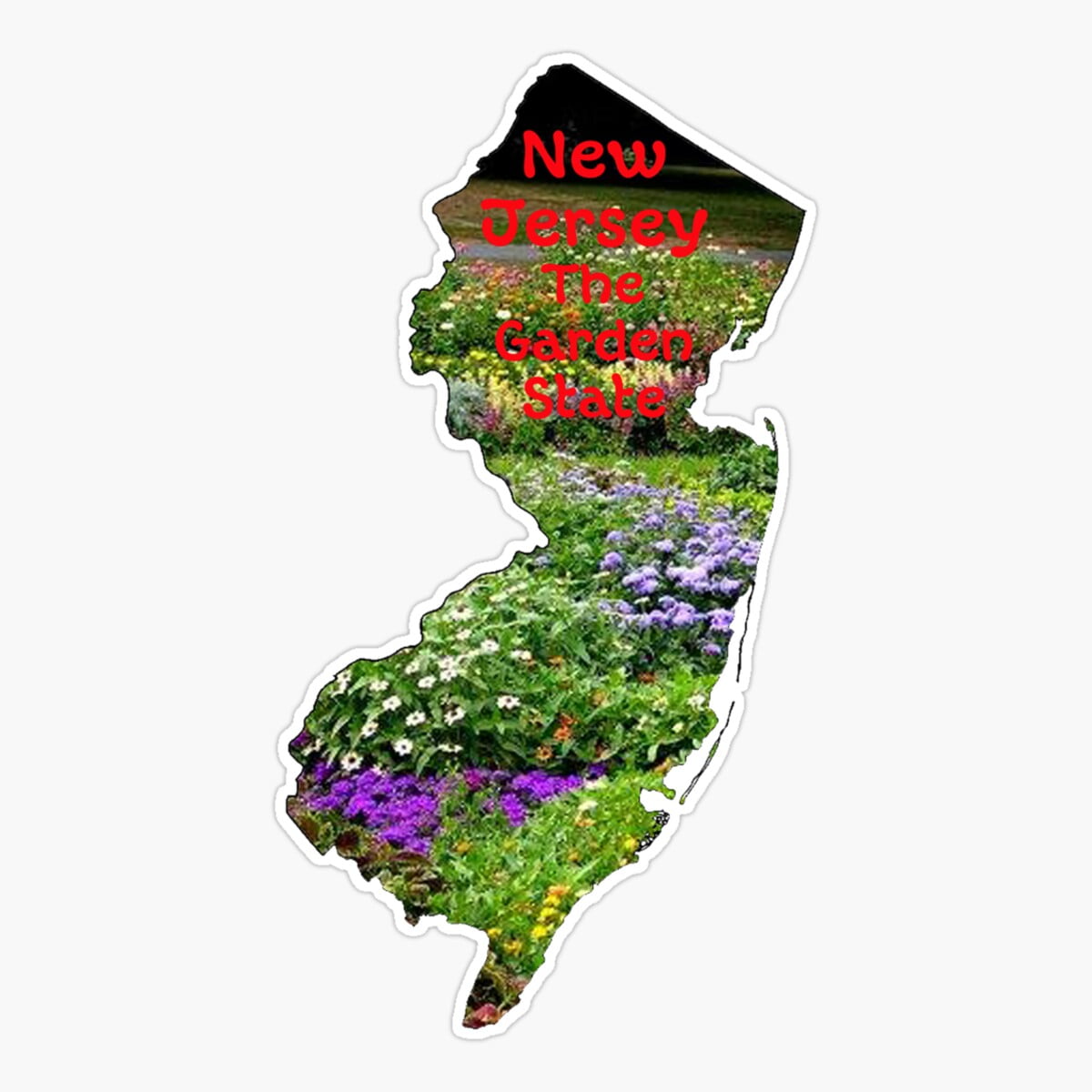 Maneki New Jersey Map With State Nickname: The Garden State Sticker ...