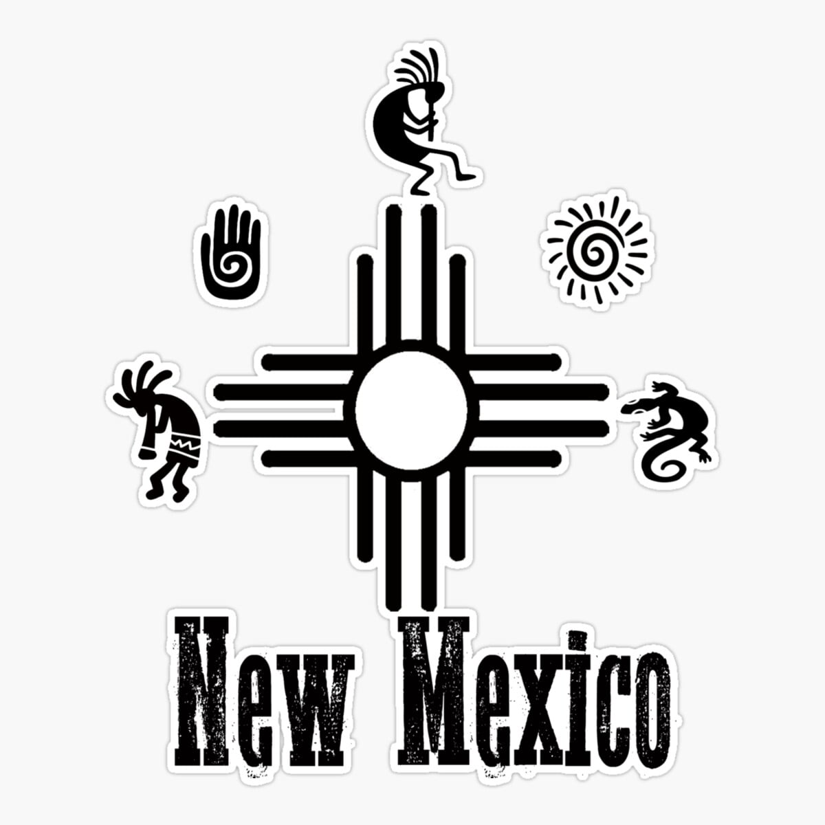 Maneki New Mexico Land O Enchantment Ancient Nations Zia Symbol Sticker ...