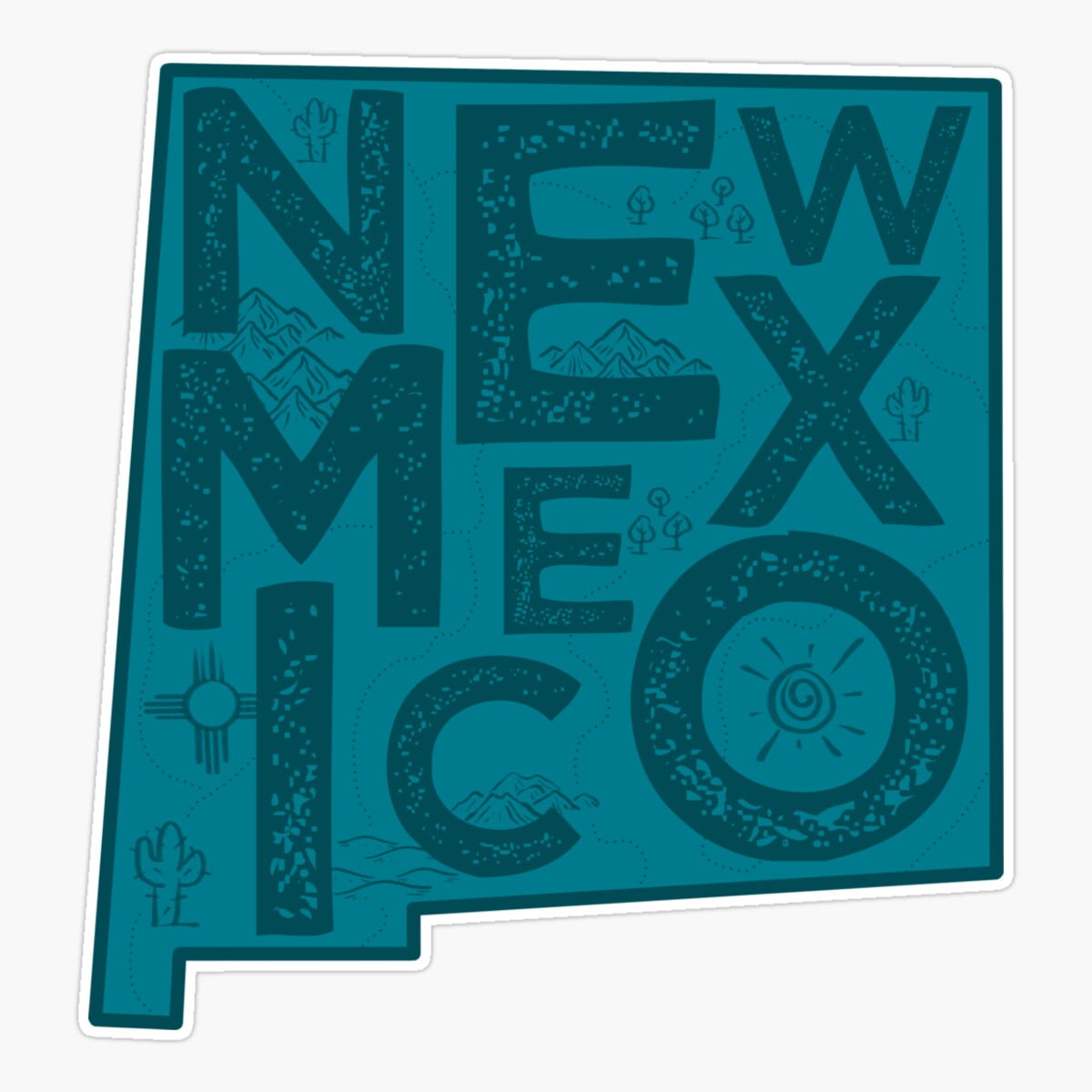 Maneki New Mexico Map Typography Navy Sticker, Phone Decal Water Bottle ...