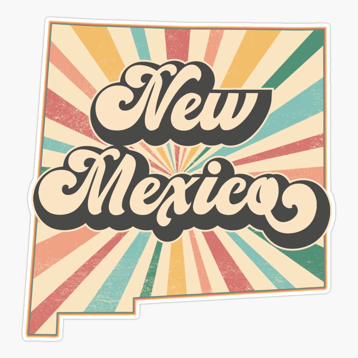 Maneki New Mexico An Retro State, Vintage Groovy New Mexico Map ...