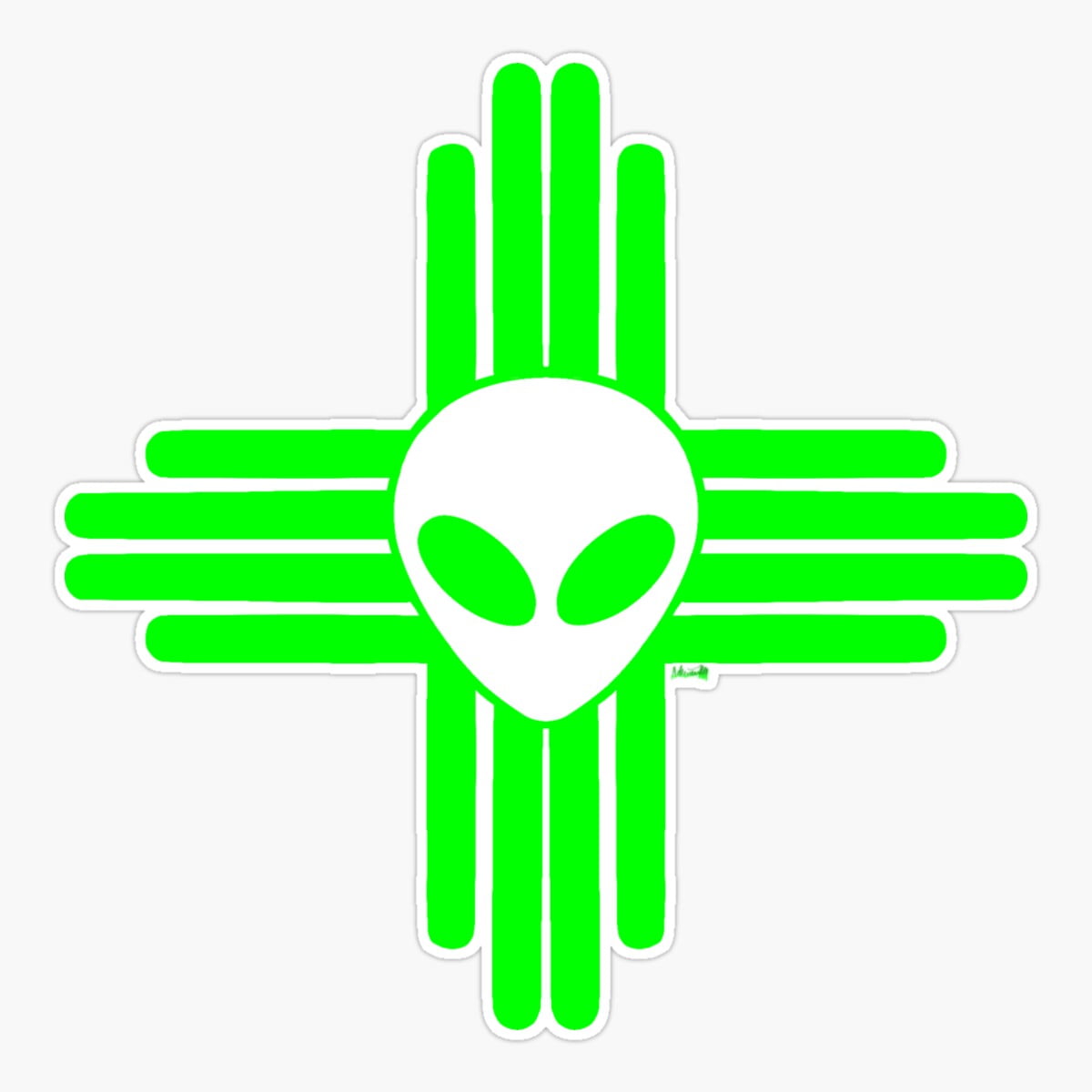 Maneki New Mexico Roswell Alien Zia Symbol Green Sticker, Phone Decal ...