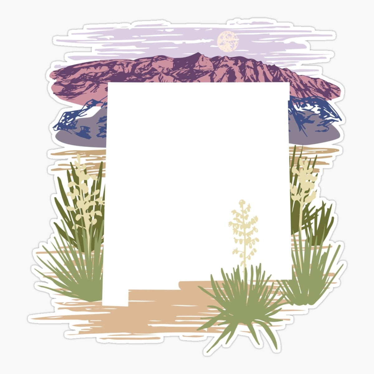 Maneki New Mexico State Map Silhouette - Mountains Sticker, Phone Decal ...