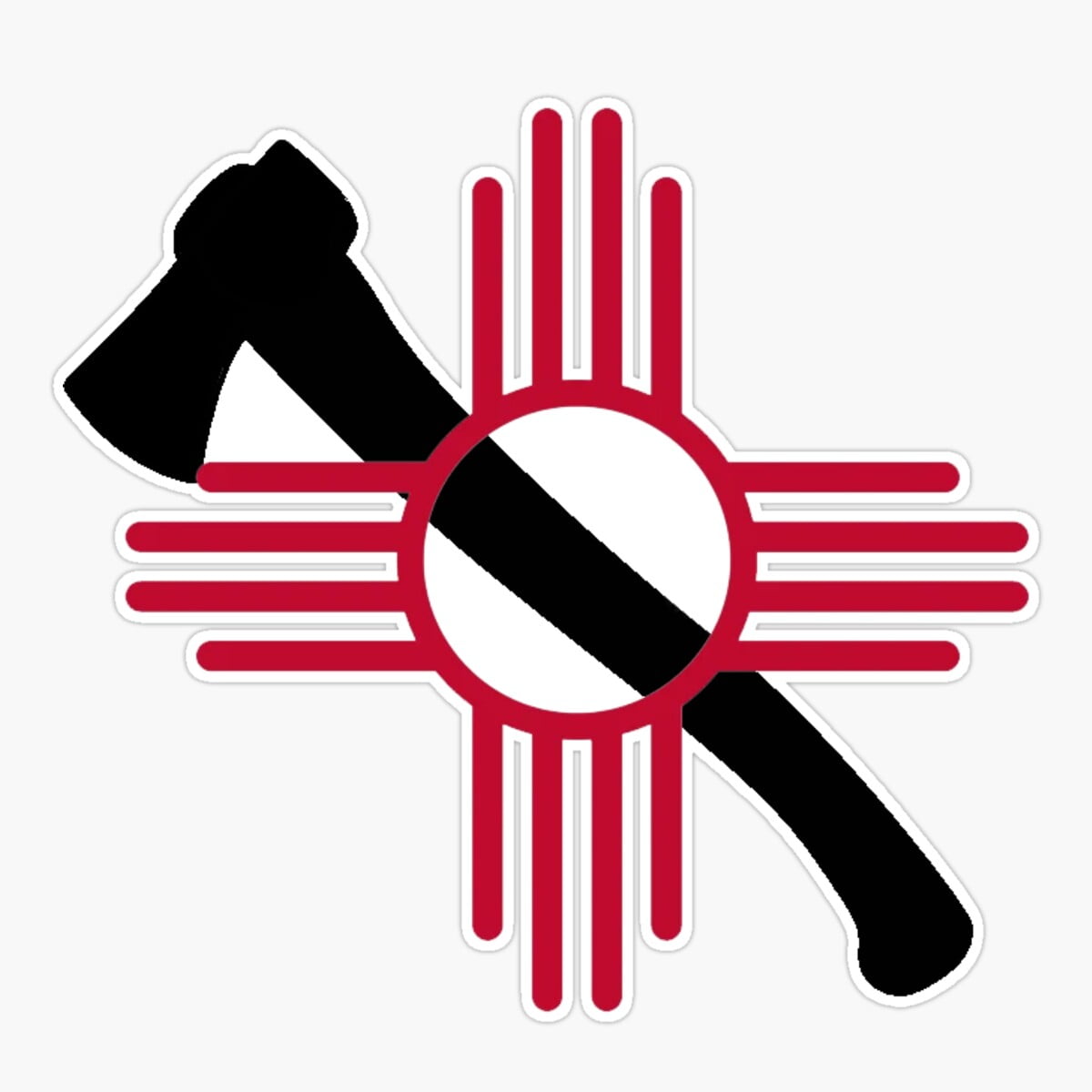 Maneki New Mexico Zia & Axe Sticker, Phone Decal Water Bottle Stickers ...