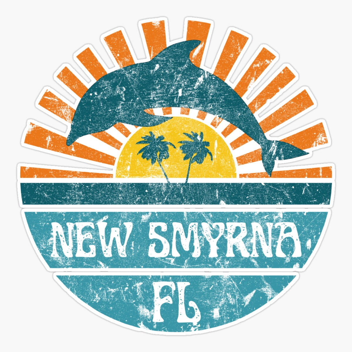 Maneki New Smyrna Beach Lorida Dolphin Beach Ishing Ish Ocean Retro ...