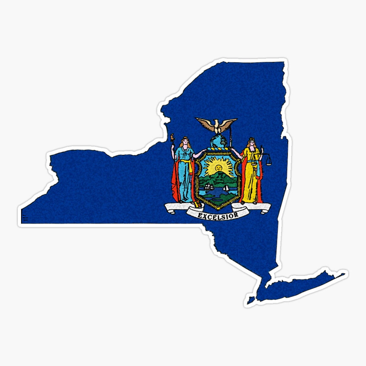Maneki New York Map With New York State Lag Sticker, Phone Decal Water ...