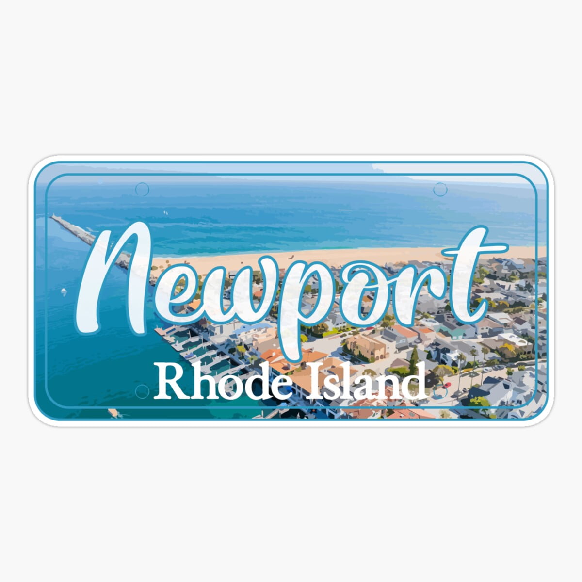 Maneki Newport Rhode Island License Plate Sticker, Phone Decal Water ...