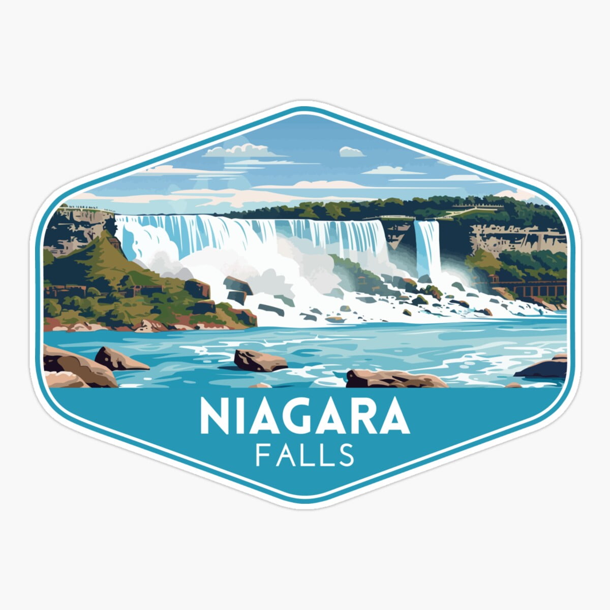 Maneki Niagara Falls Travel Art Sticker, Phone Decal Water Bottle ...