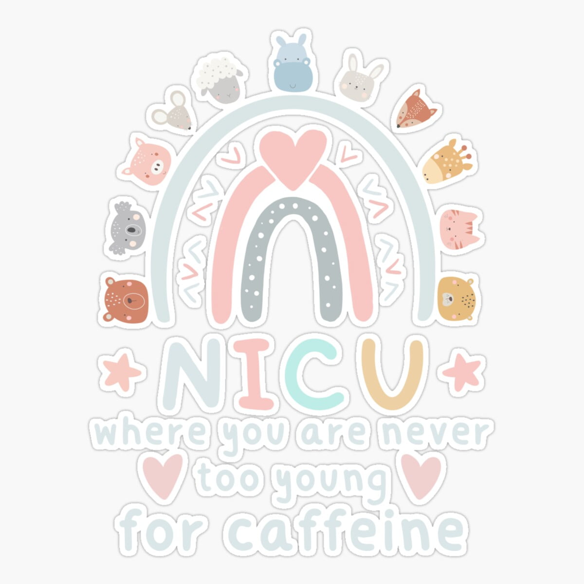 Maneki Nicu Nurse Caffeine Neonatal Intensive Care Unit Wild Animal Rainbow Gift Er, Phone Decal ...
