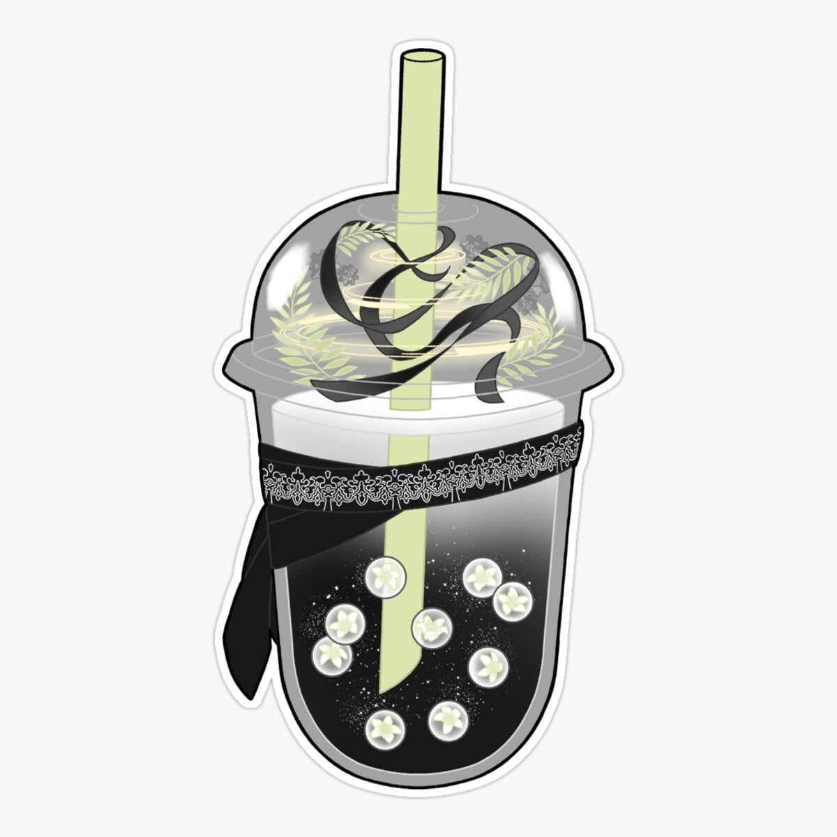 Maneki Nier Automata Boba Sticker, Phone Decal Water Bottle Stickers ...