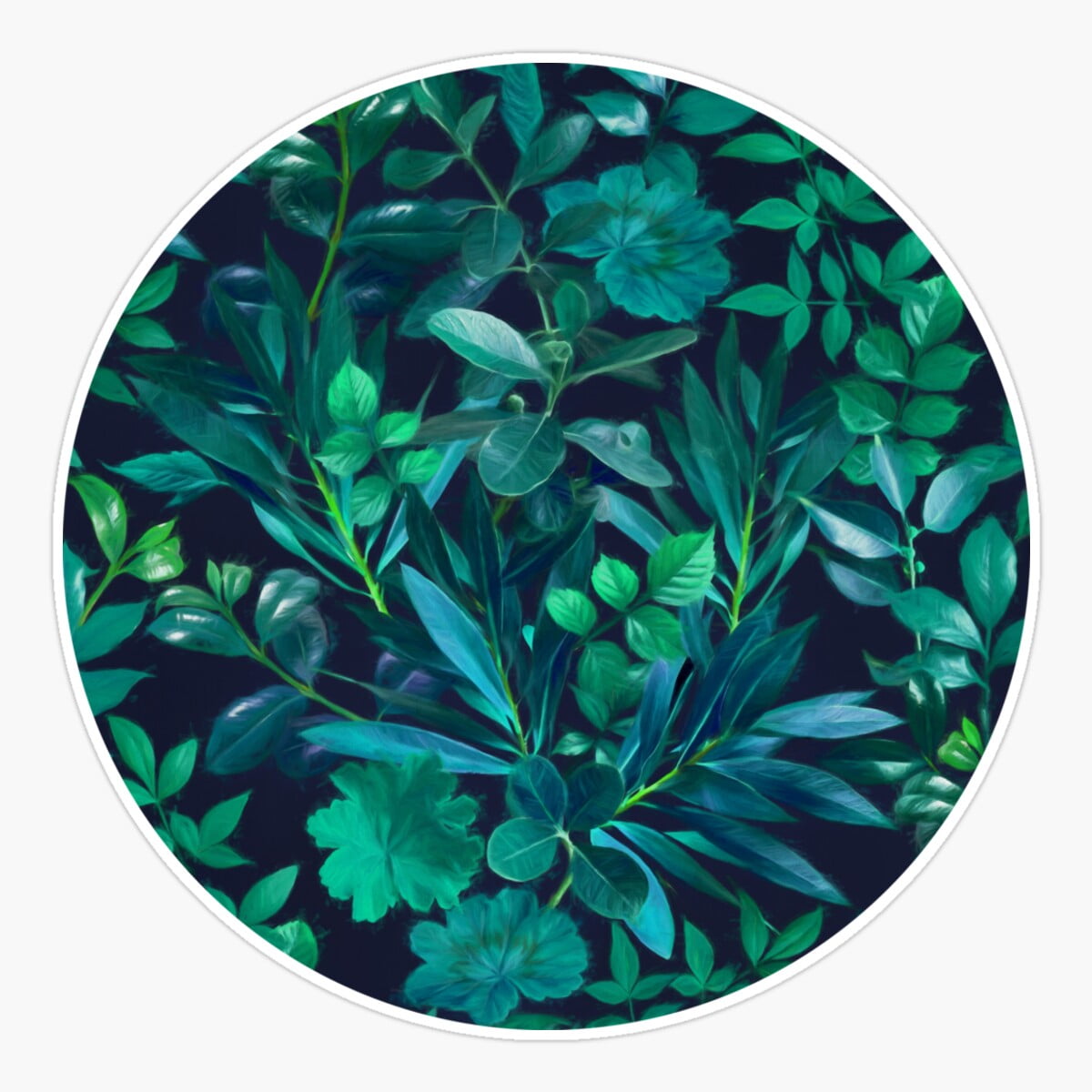 Maneki Nighttime Garden In Emerald And Teal Sticker, Phone Decal Water ...