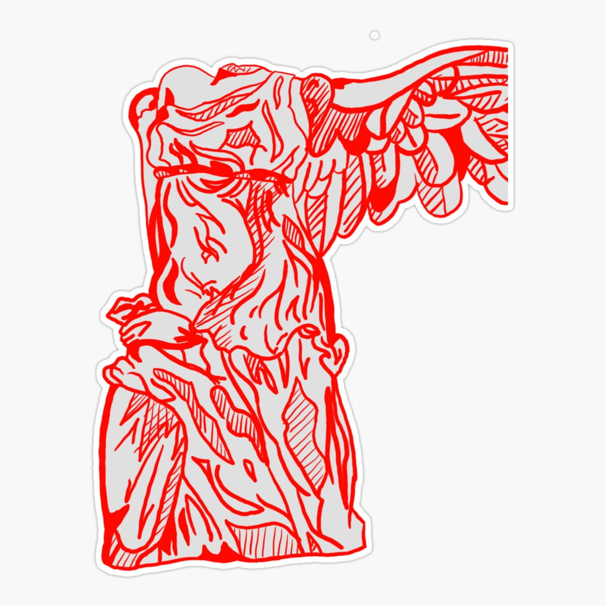 Maneki Nike Of Samothrace Line Art With Grey Background Sticker, Phone ...