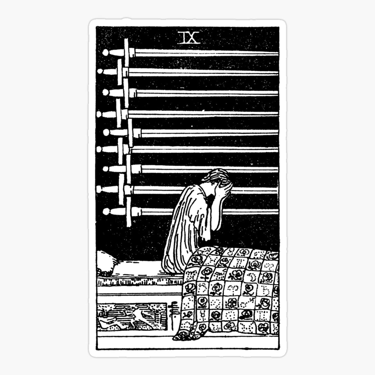 Maneki Nine O Sowrds - Ix O Swords - Tarot Card - Mor Arcana - Ortune ...