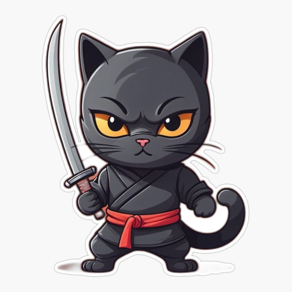 Maneki Ninja Cat Sticker, Phone Decal Water Bottle Stickers Car Decals ...