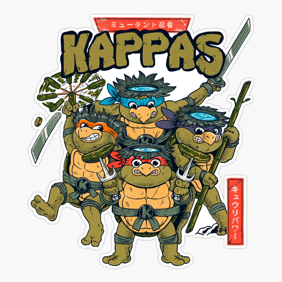 Maneki Ninja Kappas Sticker, Phone Decal Water Bottle Stickers Car ...