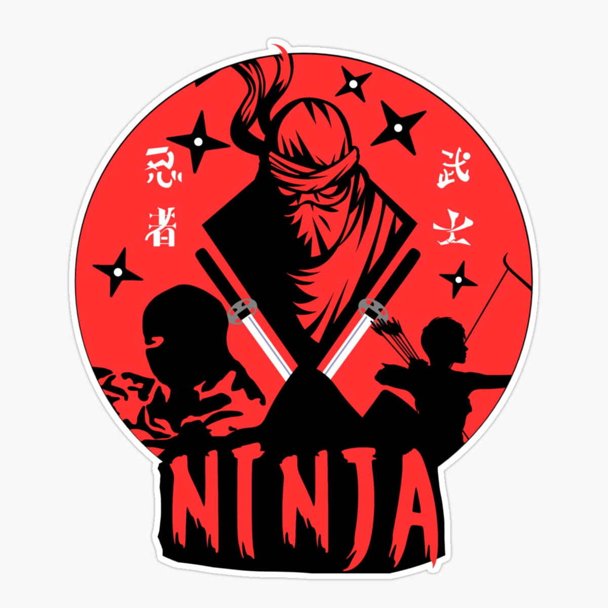 Maneki Ninja Warrior Shinobi Sticker, Phone Decal Water Bottle Stickers ...