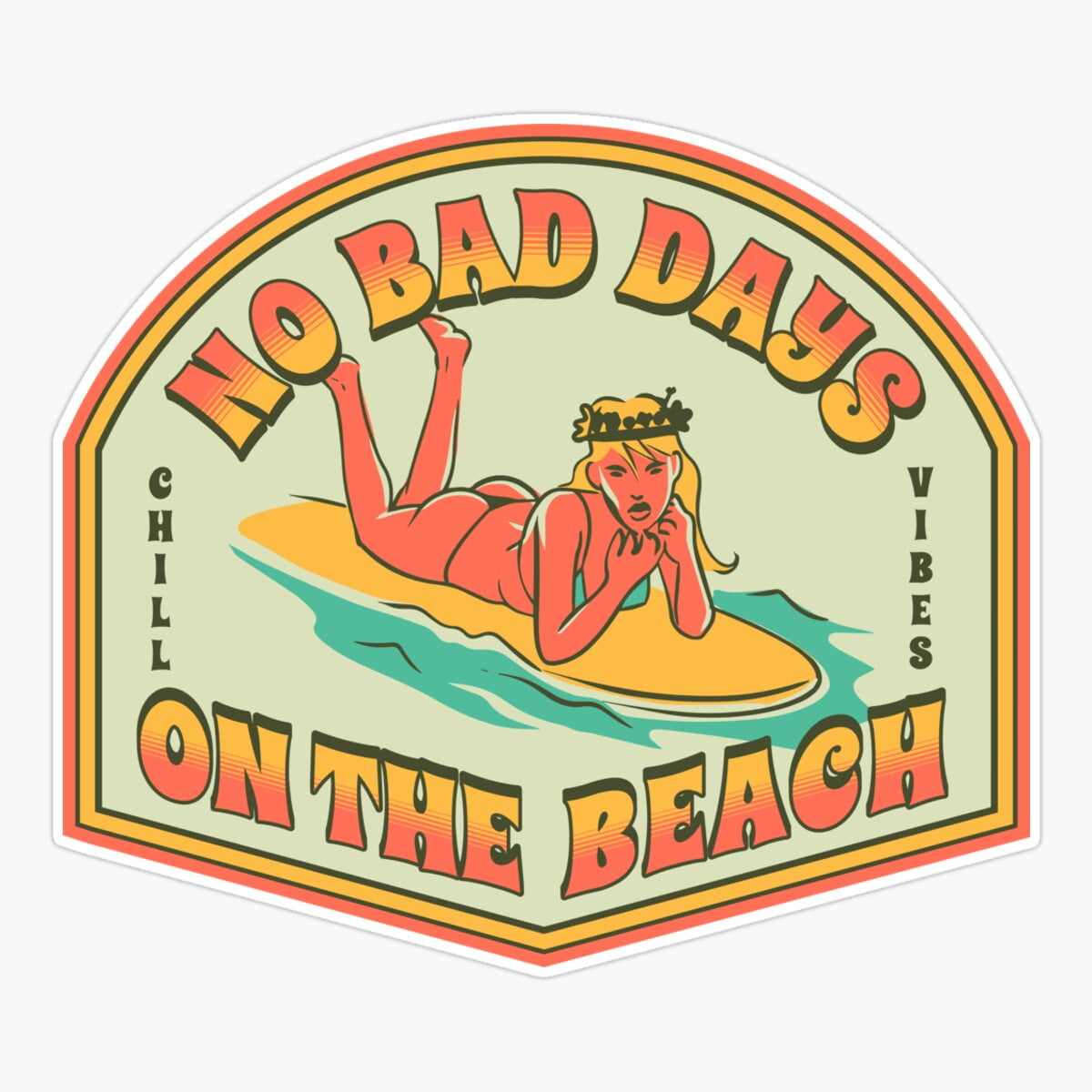 Maneki No Bad Days - Surfing Bikini Sticker, Phone Decal Water Bottle ...