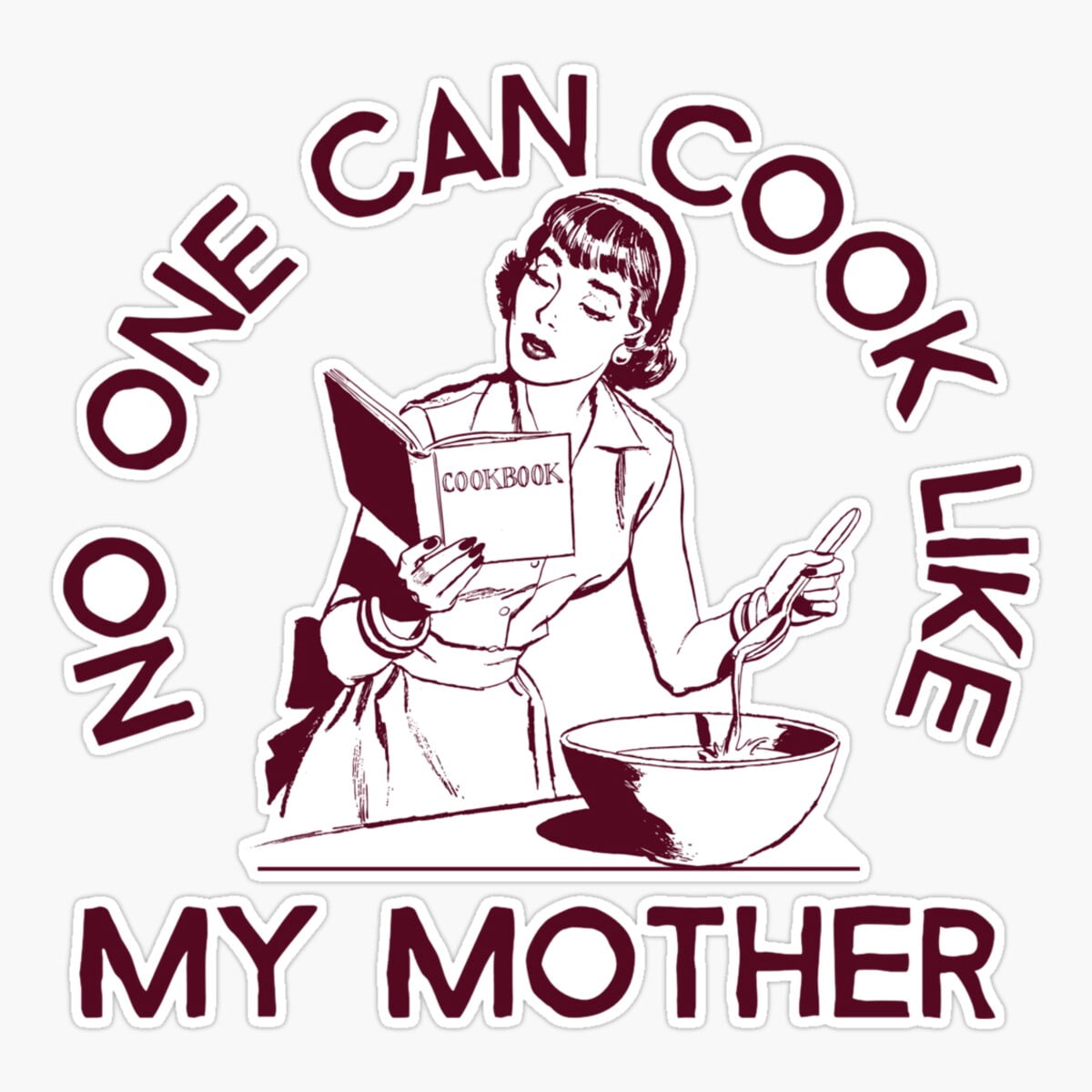 Maneki No One Can Cook Like My Mother Sticker, Phone Decal Water Bottle ...