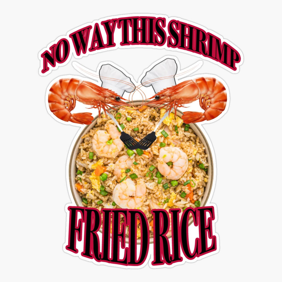 Maneki No Way This Shrimp Ried Rice Sticker, Phone Decal Water Bottle ...
