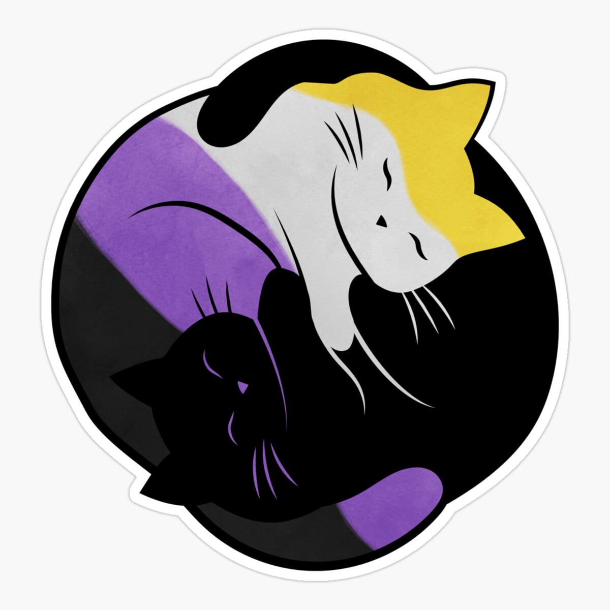 Maneki Nonbinary Eternal Yin Yang Cat Sticker, Phone Decal Water Bottle ...
