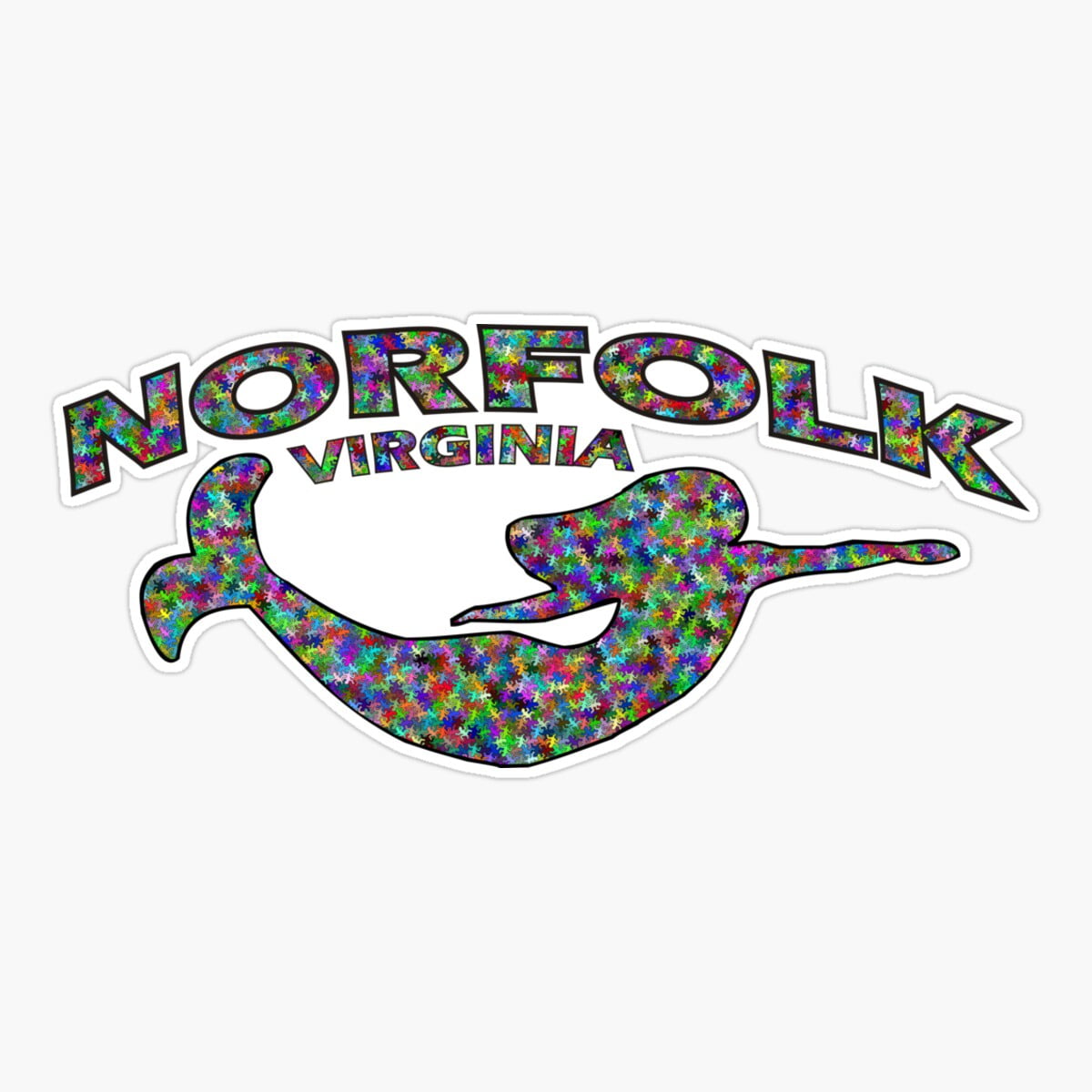 Maneki Norfolk Virginia Mermaid City Sticker, Phone Decal Water Bottle ...