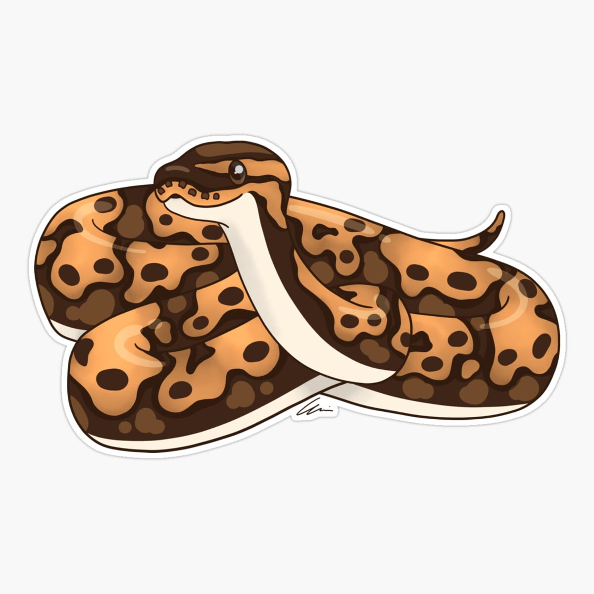 Maneki Normal Ball Python Illustration Ii Er, Phone Decal Water Bottle ...