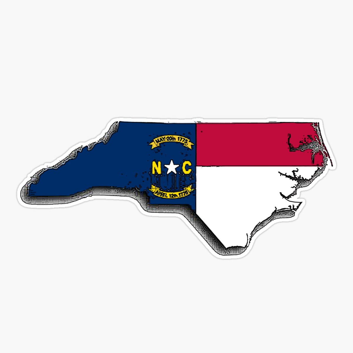 Maneki North Carolina Map With North Carolina State Lag Sticker, Phone ...