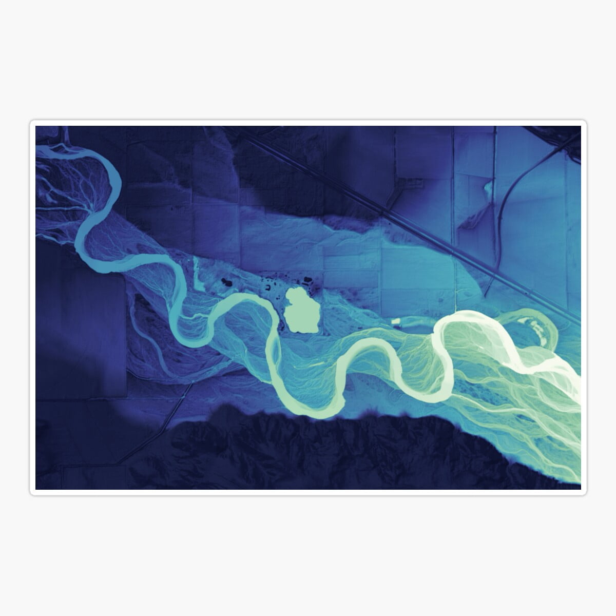 Maneki North Platte River Bends Sticker, Phone Decal Water Bottle ...