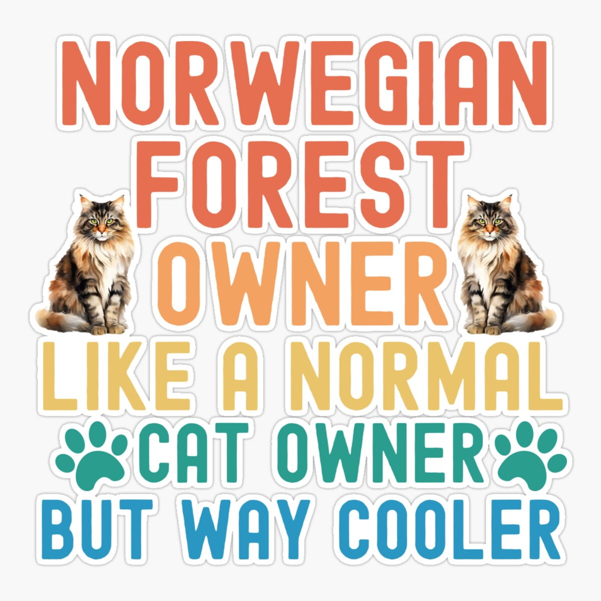 Maneki Norwegian Orest Cat Owner Sticker, Phone Decal Water Bottle ...
