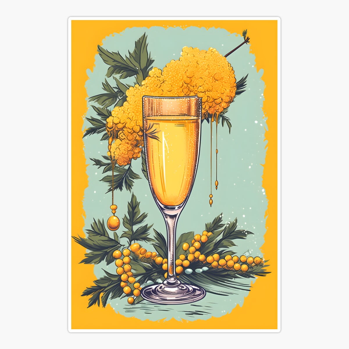 Maneki Nostalgic Sips: Vintage Mimosa Cocktail Poster Sticker, Phone ...