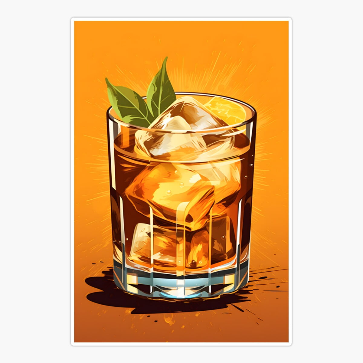 Maneki Nostalgic Sips: Vintage Whiskey Smash Cocktail Poster Sticker ...