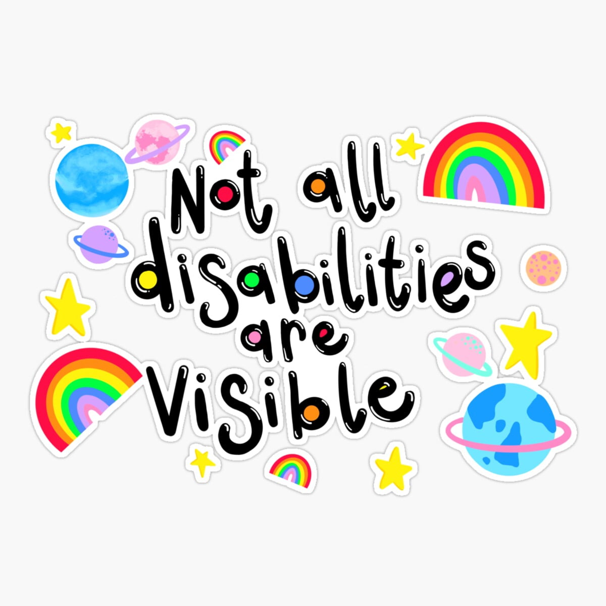 Maneki Not All Disabilities Are Visible Er, Phone Decal Water Bottle ...