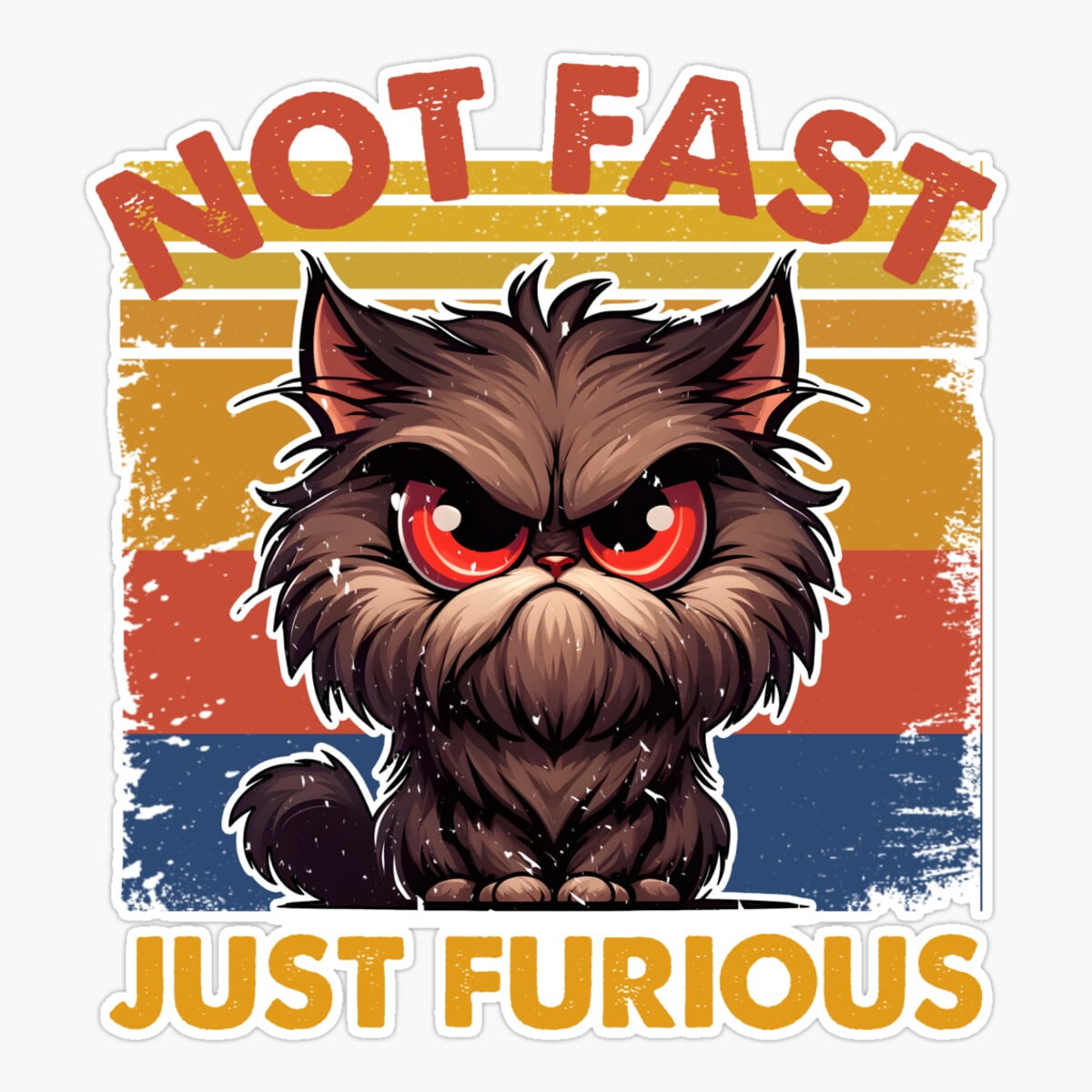 Maneki Not Ast, Just Urious Angry Cat Sticker, Phone Decal Water Bottle ...