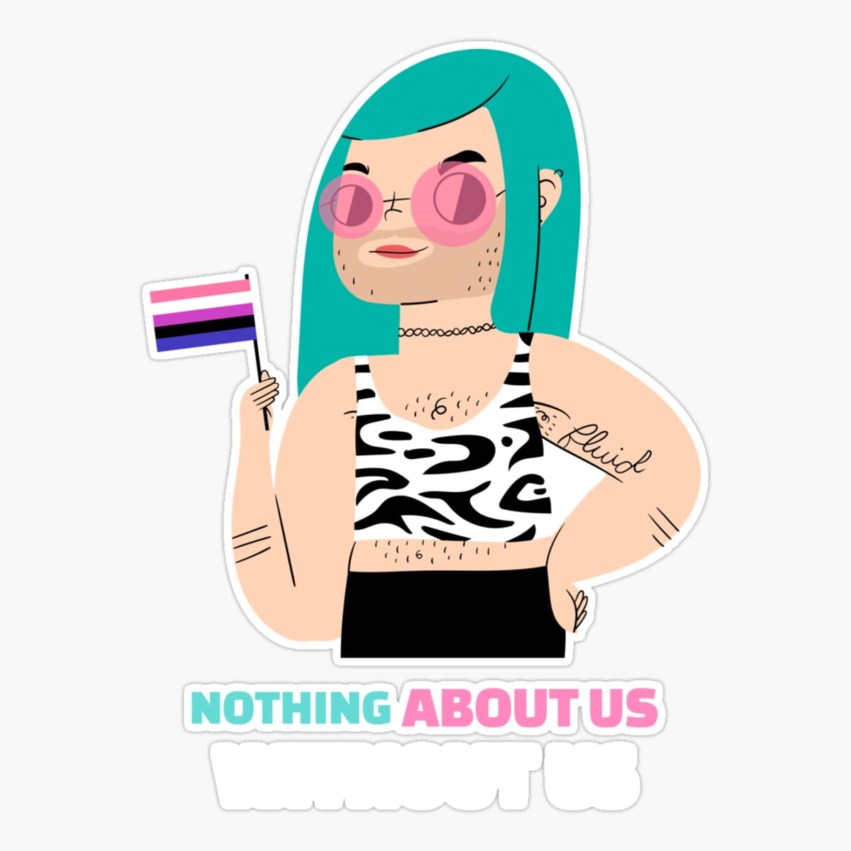 Maneki Nothing About Us Without Us Ally Lgbtq Er, Phone Decal Water ...