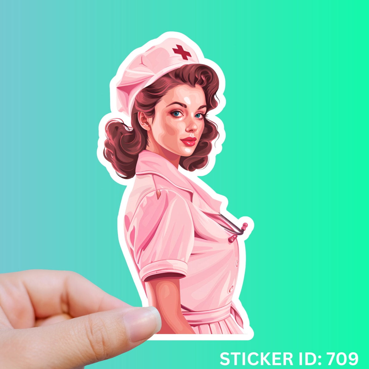 Maneki Nurse Sticker Pink Nurse Medical Doctor Medical Student Ems Vintage Nurse Pink Sticker ...