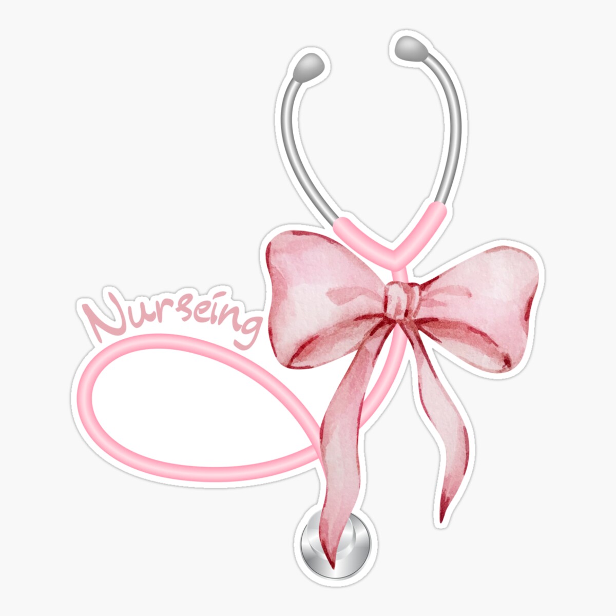 Maneki Nursing Pink Bow And Stethoscope er - Walmart.com