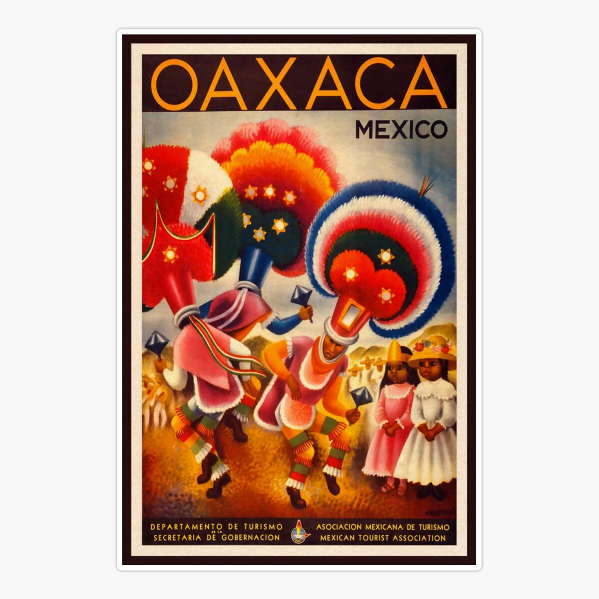 Maneki Oaxaca, Mexico - Retro Travel Ad Sticker, Phone Decal Water ...