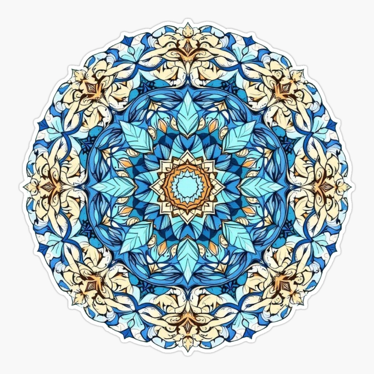 Maneki Ocean Swirl Mandala Inspired Pattern Sticker, Phone Decal Water ...