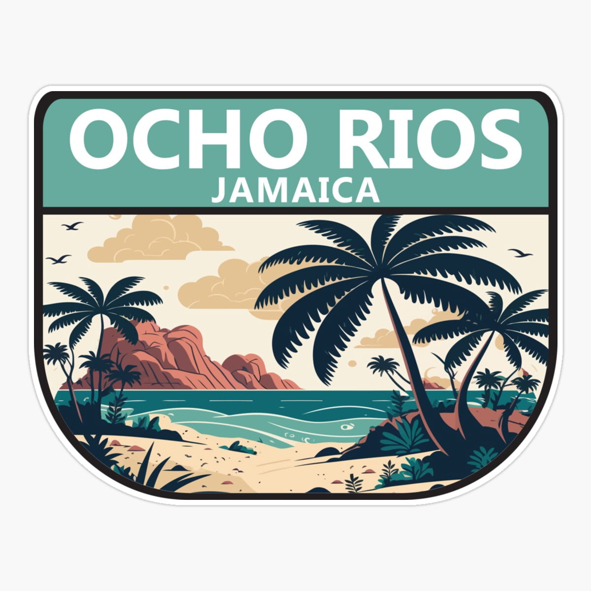 Maneki Ocho Rios Jamaica Retro Emblem Er, Phone Decal Water Bottle ...