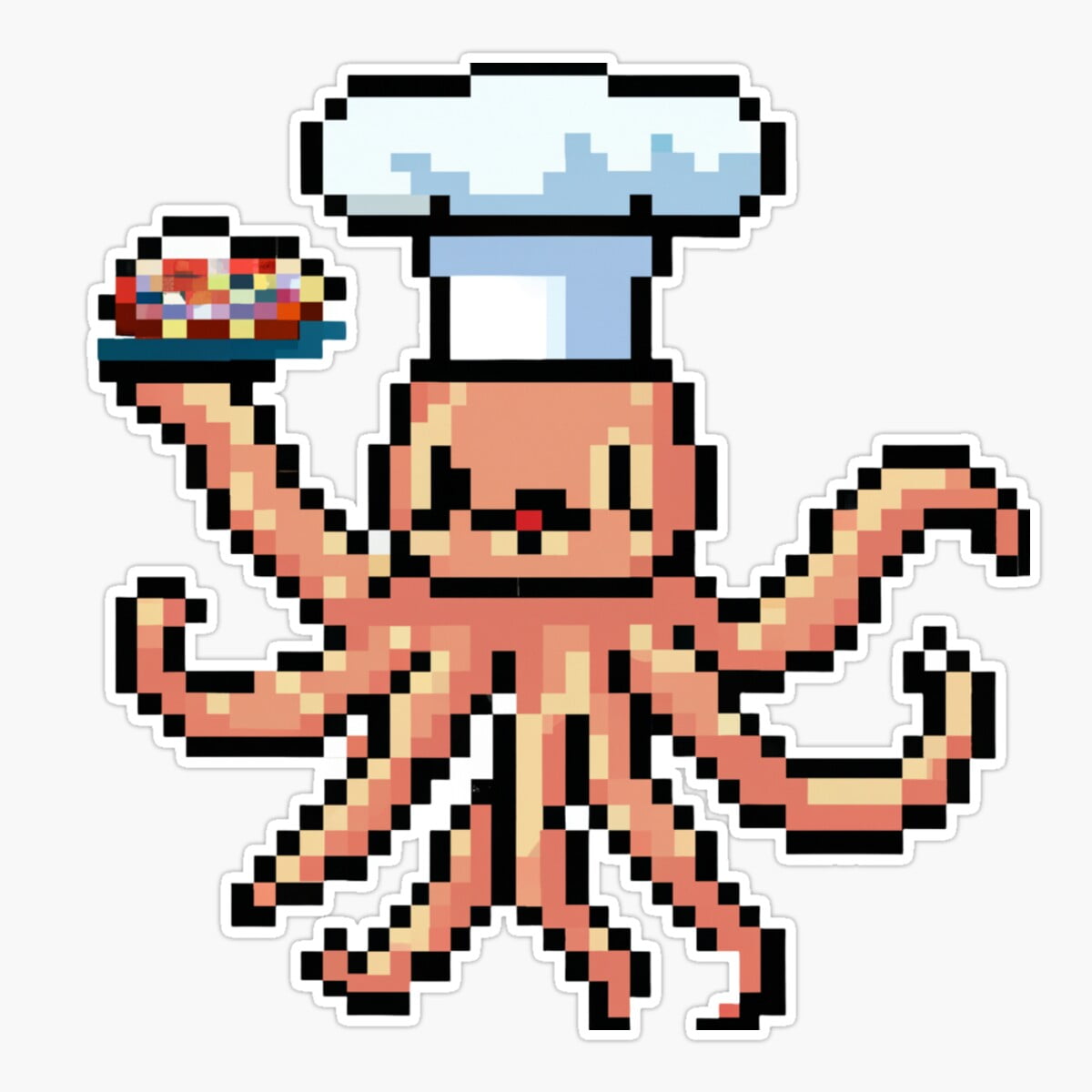 Maneki Octopus Che - Pixel Art Sticker, Phone Decal Water Bottle ...