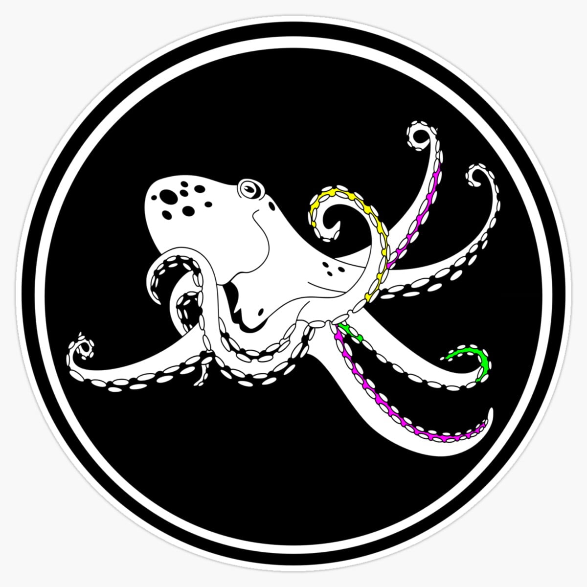 Maneki Octopus With Colorful Tentacles Er, Phone Decal Water Bottle ...