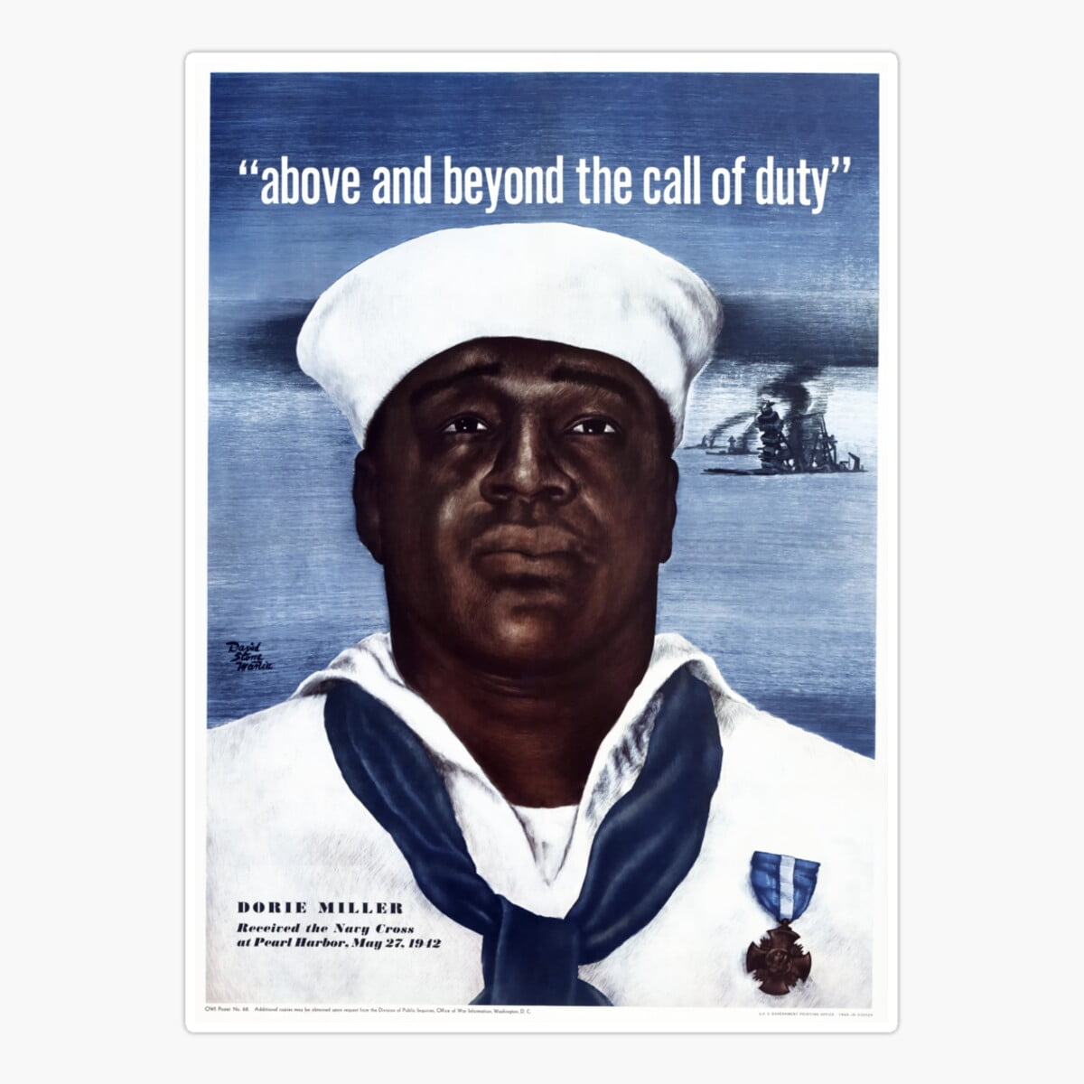 Maneki Office Of War Information Us Propaganda Print With Dorie Miller ...