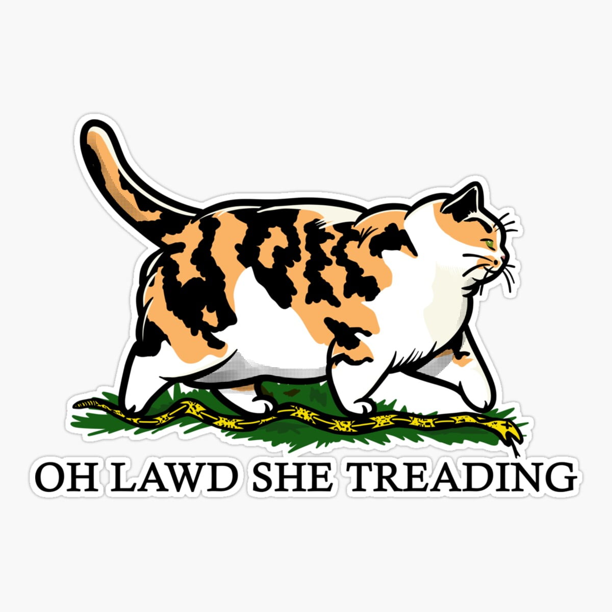 Maneki Oh Lawd She Treading Calico Cat Sticker, Phone Decal Water Bottle Stickers Car Decals ...