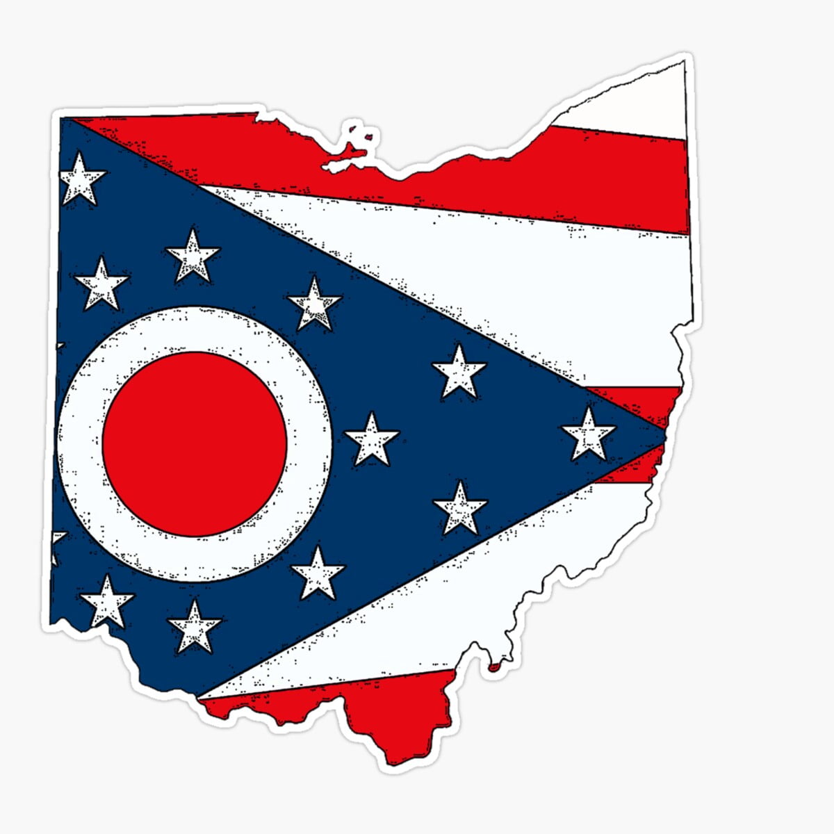 Maneki Ohio Map With Ohio State Lag Sticker, Phone Decal Water Bottle ...