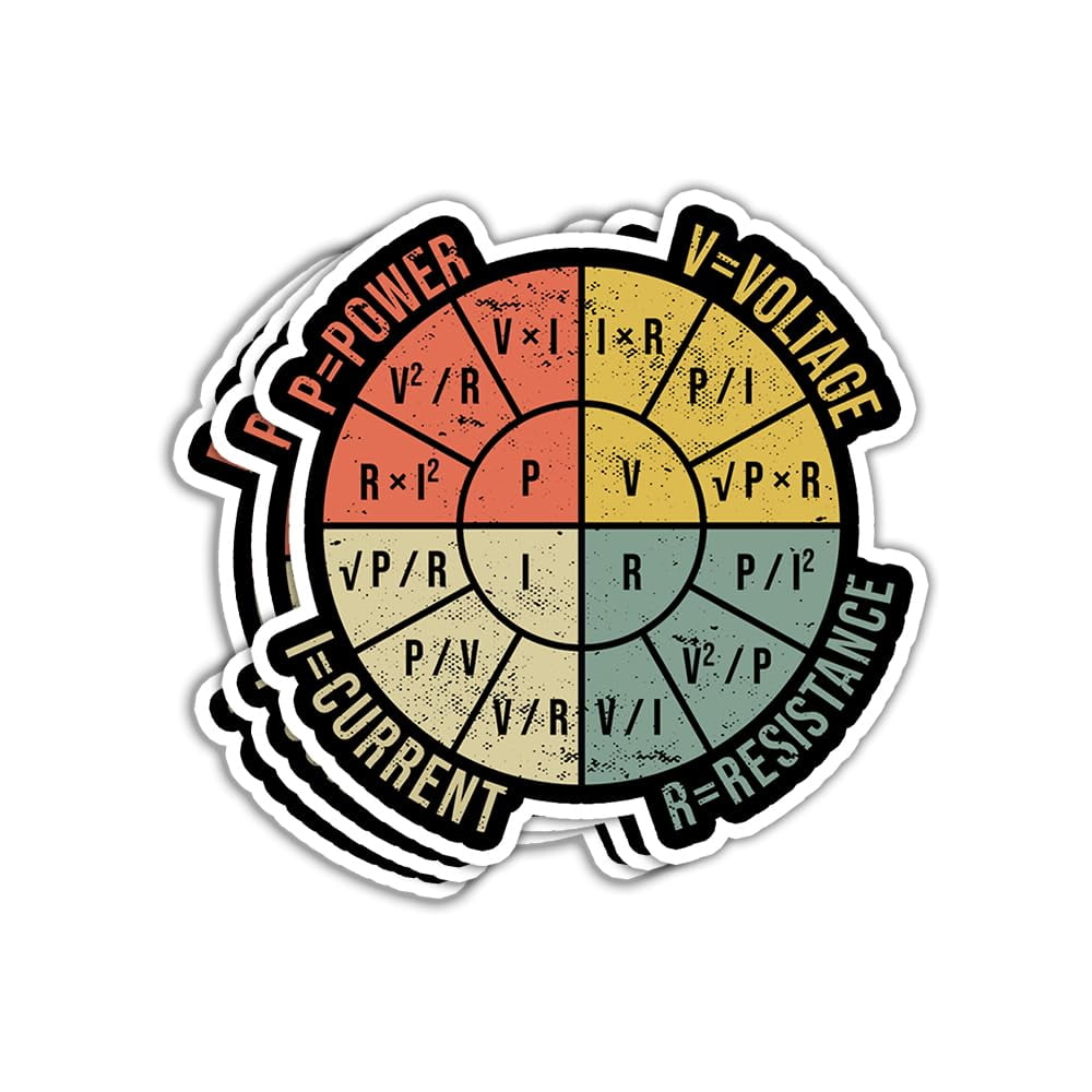 Maneki Ohms Law Stickers Ohms Law Wheel Sticker Electrical Sticker Diagram Electrical ...