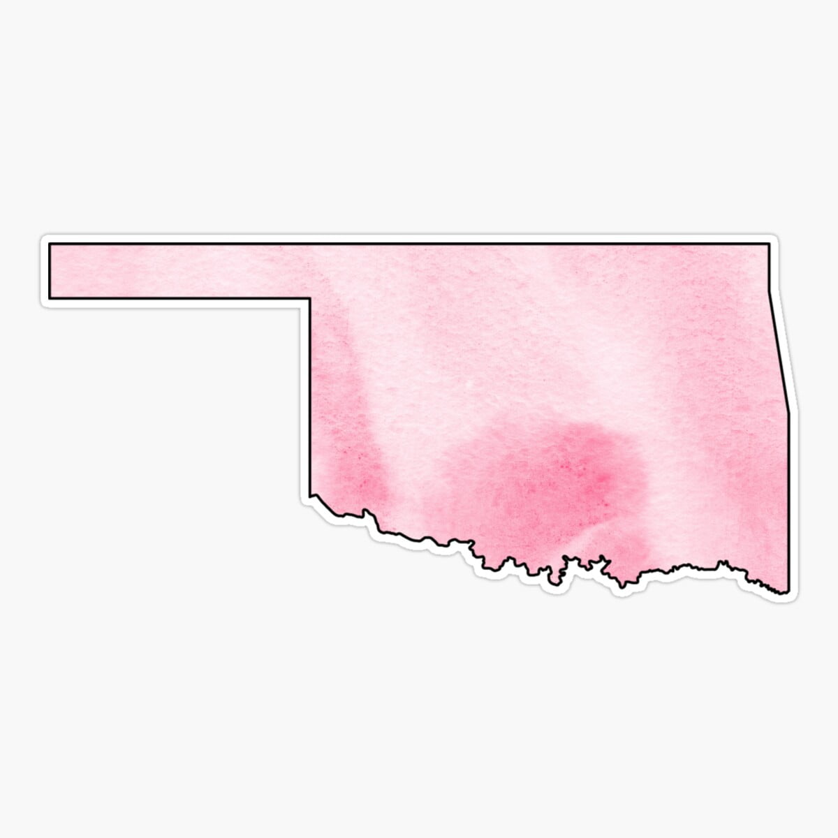 Maneki Oklahoma State Outline, Pink Watercolor Sticker, Phone Decal ...