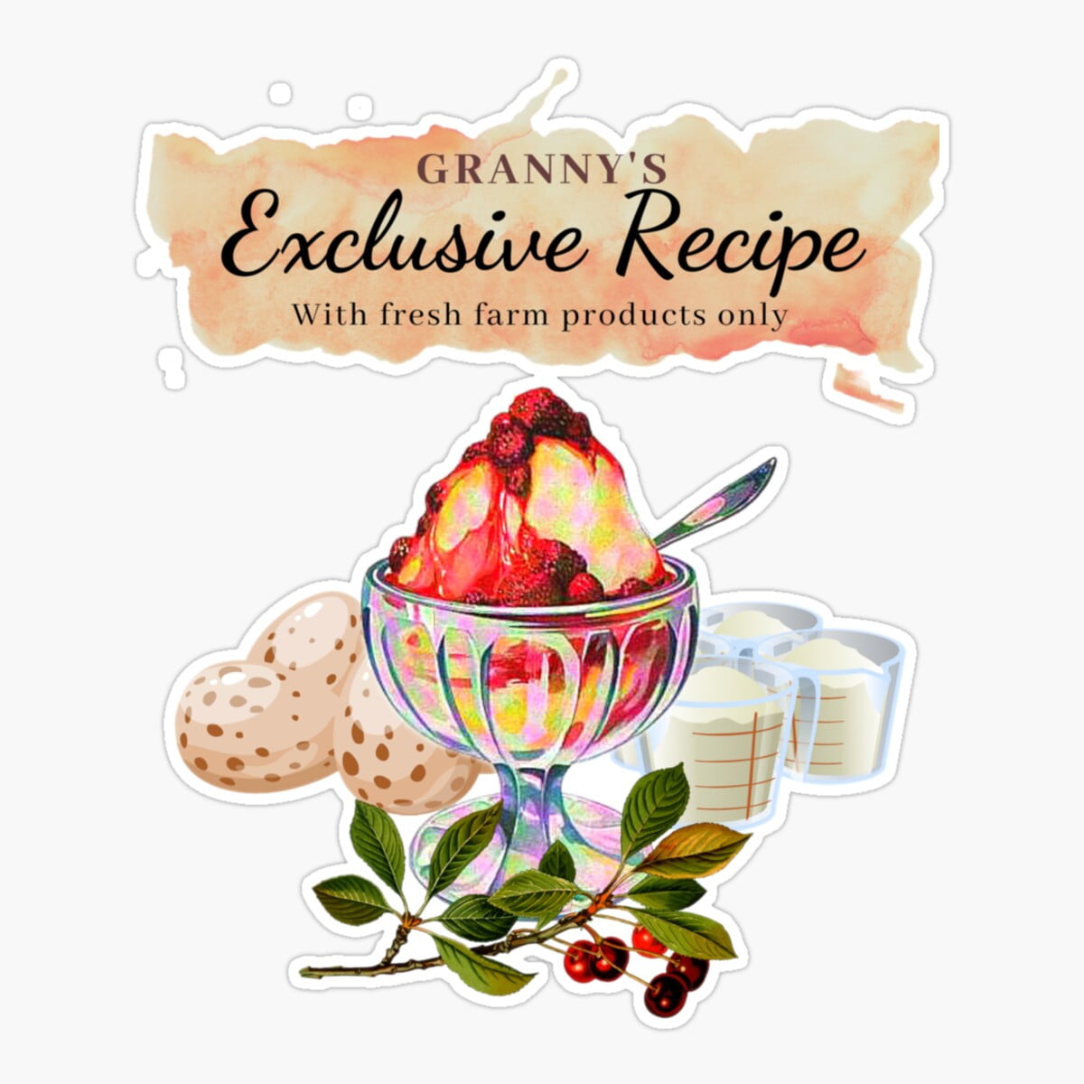 Maneki Old Ice Cream Recipe Sticker, Phone Decal Water Bottle Stickers ...