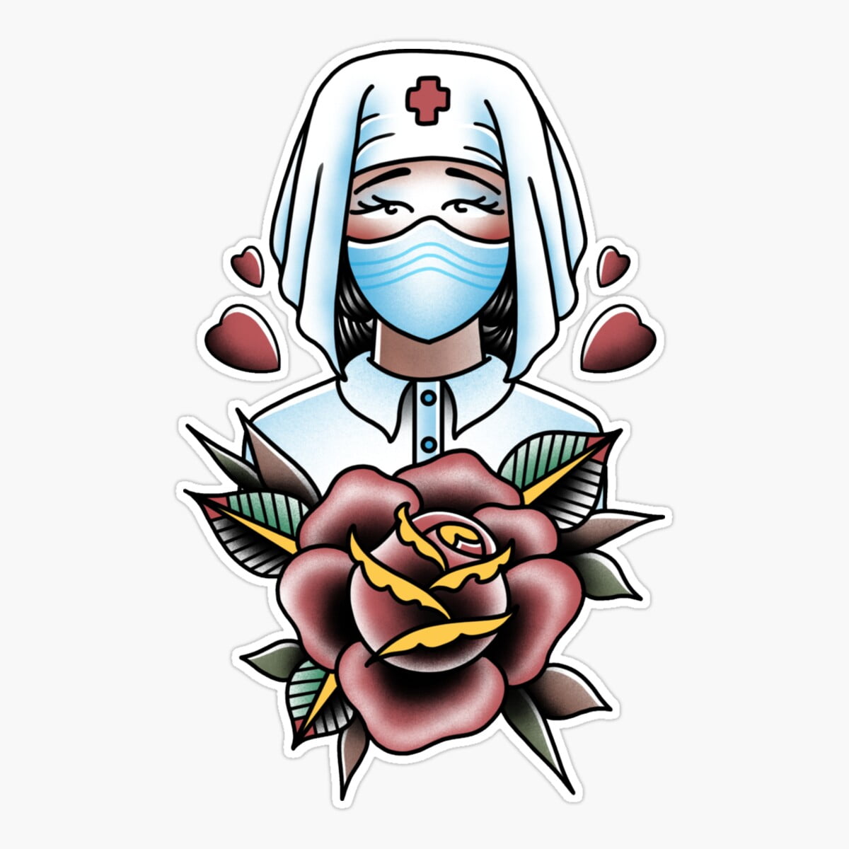 Maneki Old School Nurse Traditional Tattoo Design Thankyou Nhs Er ...