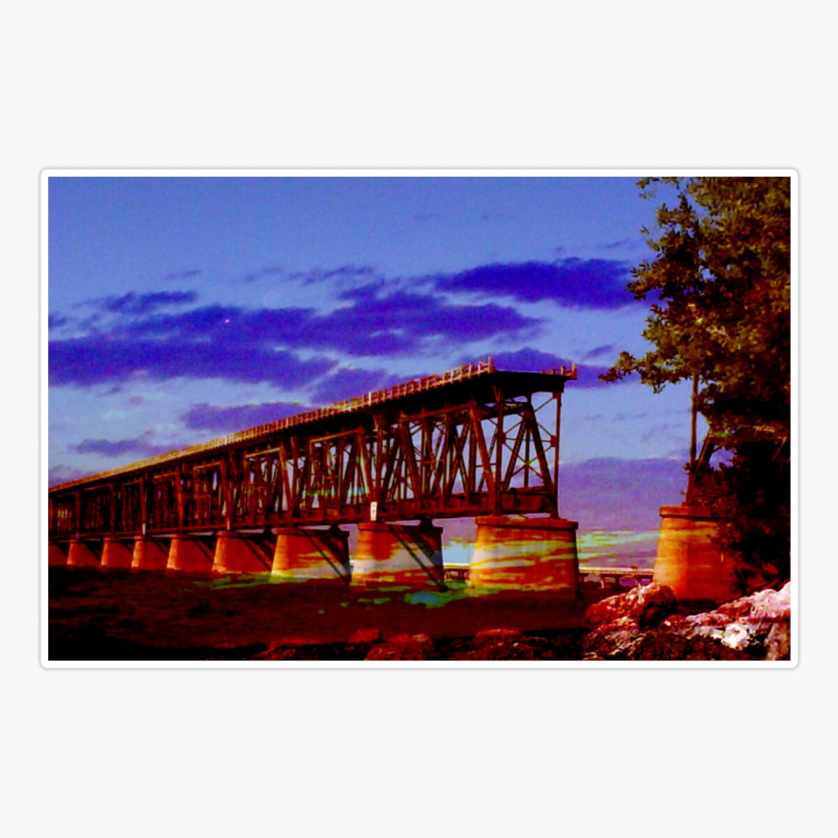 Maneki Old Seven Mile Bridge, Bahia Honda, L Sticker, Phone Decal Water ...